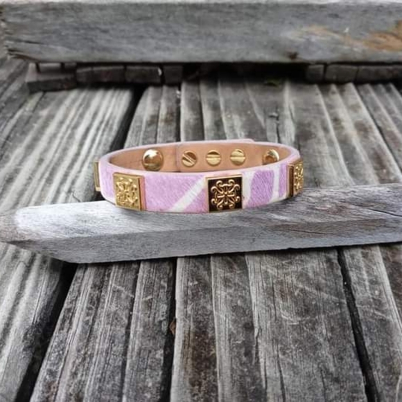 Rustic Cuff | Jewelry | New Rustic Cuff Purple Giraffe Calfskin Bracelet | Poshmark